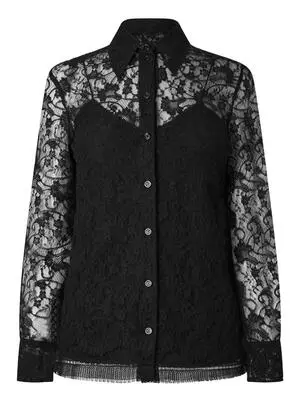 Gucci Long Sleeve Lace Shirt - Black