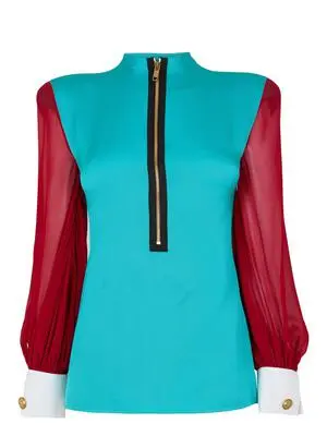 Gucci Long Sleeve Shirt With Zipper Detail - Blue