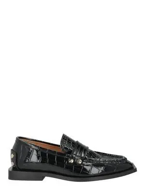 GANNI Crocodile-effect Loafers - Black