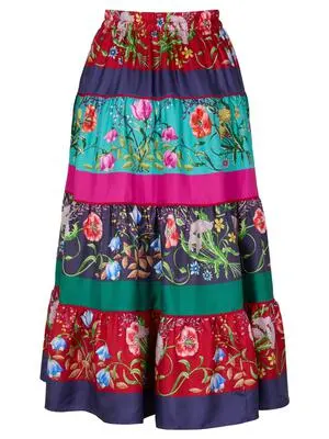 GUCCI Gucci Floral Print Tiered Maxi Skirt
