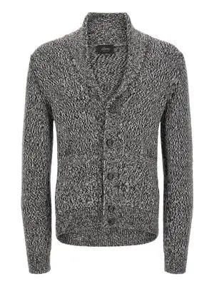 Brioni Long-sleeve Shawl Collar Cardigan - White/black
