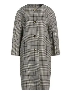 Marni Plaid Single-breasted Long Coat - Black