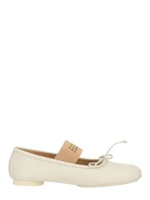 MAISON MARGIELA Leather Mary Jane Flats With Bow Detailing - White