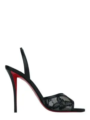 CHRISTIAN LOUBOUTIN Christian Louboutin Black Lace And Calfskin Slingback High Heel Sandals Black