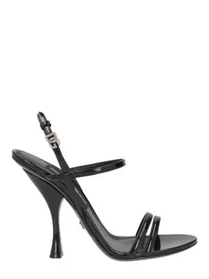 Dolce & Gabbana Glossed Leather Slingback Sandals - Black