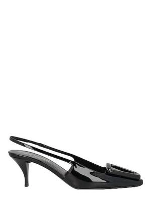 Saint Laurent Patent Leather Square Toe Slingback Pumps - Black