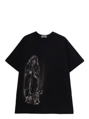 Yohji Yamamoto Cotton Single Jersey Round Neck Short Slv - Black