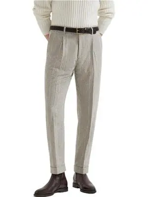 Brunello Cucinelli Striped Tailored Trousers - Gray