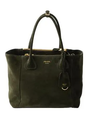 Prada Large Suede Tote Bag - Forest