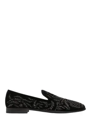 Dolce & Gabbana Velvet Embellished Loafers - Black