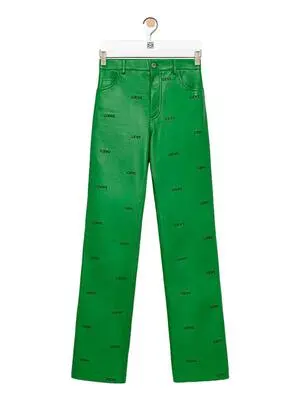 Loewe Trousers In Nappa Lambskin With All-over Embroidery - Green
