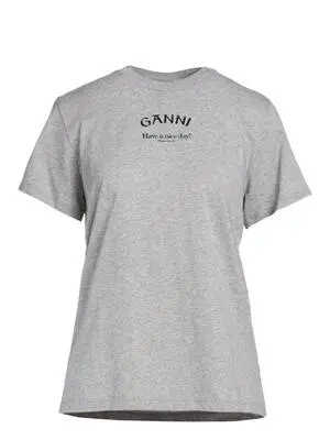 GANNI Printed Crewneck T-shirt - Grey