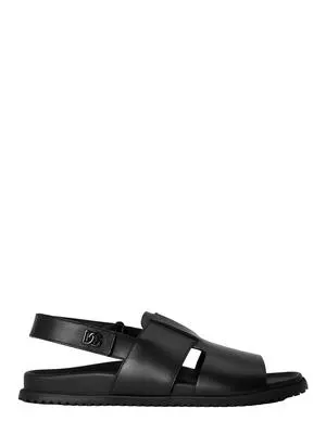 Dolce & Gabbana Flat Leather Sandals - Black