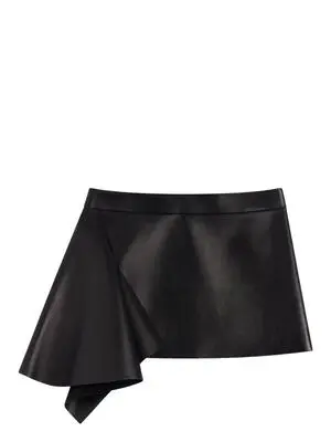 Givenchy Slashed Leather Mini Skirt - Black