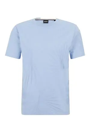 Hugo Boss Light Crewneck Shortsleeve Tee With Radial Jacquard Texture - Blue