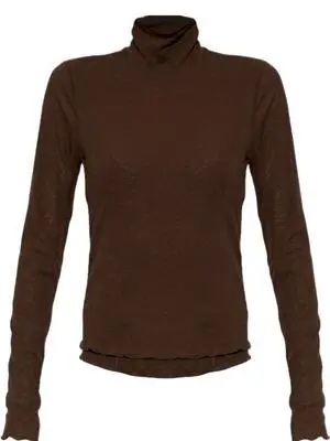 GANNI Marl Mesh Turtleneck - Brown