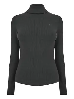 TOMMY HILFIGER Tommy Hilfiger Dark Grey Ribbed Turtleneck Knit Top