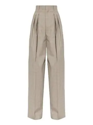 Bottega Veneta Pleated Checkered Trousers - Nude