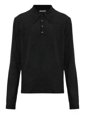 LEMAIRE Long-sleeve Polo Shirt - Black