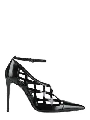 DOLCE & GABBANA Dolce & Gabbana Glossed-Leather Stiletto Courts With Ankle Strap