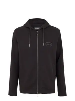 Emporio Armani Full-zip Hoodie With Embroidered Logo - No