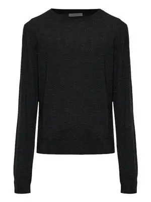 LEMAIRE Crew Neck Wool Knitwear - Black