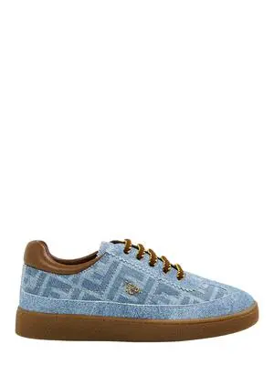 Fendi Low-top "ff" Motif Lace-up Sneakers - Blue