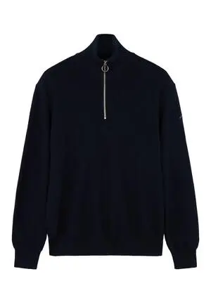 Paul & Shark Half-zip Stand Collar Knit Sweater - Black