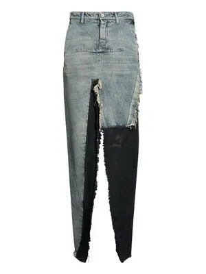 RICK OWENS Rick Owens Two-Tone Denim Midi Skirt