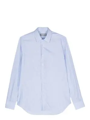 Canali Check-pattern Cotton Shirt - Light Blue