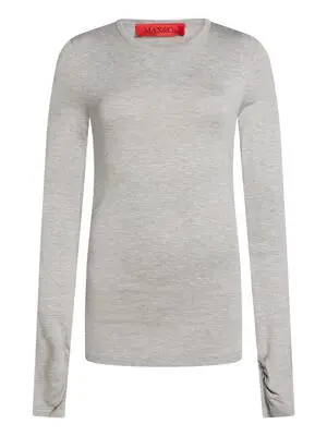 MAXCO. Solid-color Long-sleeve Crew Neck T-shirt - Grey
