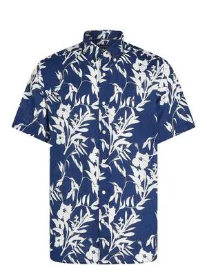 Tommy Hilfiger Navy Base White Floral Shortsleeve Shirt - Blue