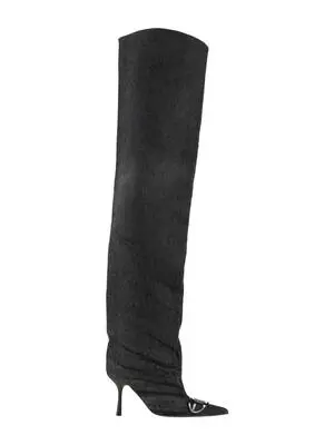 DIESEL® Over-the-knee Stiletto Boots With Appliqués - Black