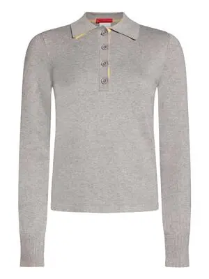 Max & Co. Max&co. Lightweight Knit Long-sleeve Polo - Grey