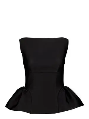 ROLAND MOURET Roland Mouret Black Zip-Up Peplum Top
