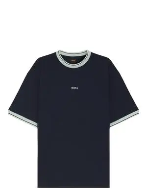 Hugo Boss Crewneck T-shirt With Contrast Trim - Blue