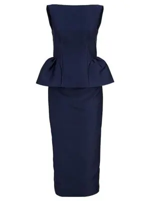 ROLAND MOURET Roland Mouret Navy Sleeveless Peplum Column Midi Dress