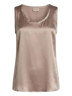 Brunello Cucinelli BRUNELLO CUCINELLI Sleeveless Scoop Neck Satin Top No
