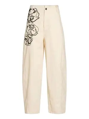MAXCO. Max&co. Loose Straight-leg Embroidered Pants - Beige