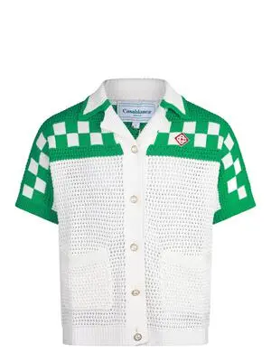 Casablanca Knit Short Sleeve Polo Shirt - White