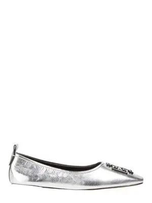 Tory Burch Metallic Leather Ballet Flats - Silver