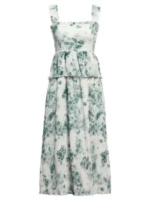 GANNI Sleeveless Floral Layered Midi Dress - Beige