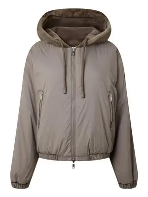 Moose Knuckles Cropped Hooded Zip-up Jacket - Gray