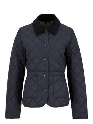 Barbour Quilted Jacket With Corduroy Collar - Black