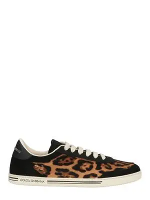 Dolce & Gabbana Low-top Trainers With Leopard Print - Black