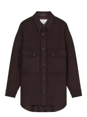 Closed Wool-blend Shirt Jacket - Reddish-brown