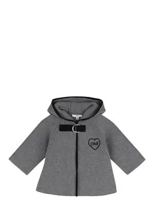 Chloé Heart-embroidered Hooded Cape - Grey