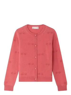 Bonpoint Bonpoint Manon Raspberry Cashmere Cardigan Of Raspberry