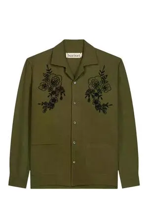 BAZISZT Celeste Floral-embroidered Shirt - Green