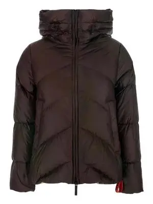 AFTER/LABEL Quilted Hooded Zip-up Jacket - Brown